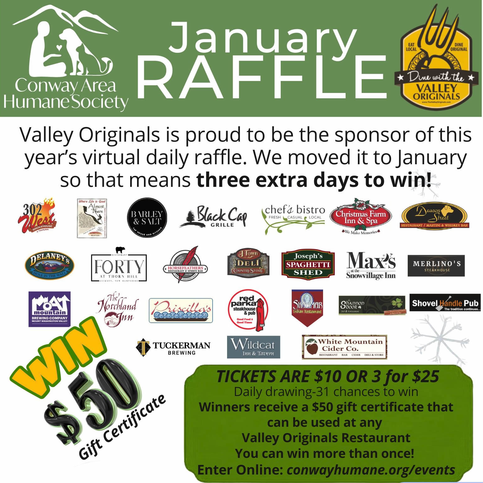 January Raffle with CAHS - The Valley Originals